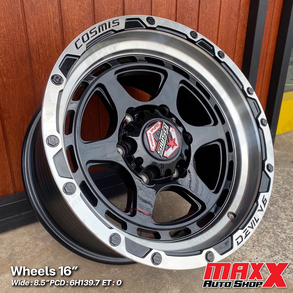 ล้อแม็ก OFFROAD - DEVIL V6 ขอบ 16x8.5" 6H139.7 ET 0 สีดำขอบเงิน ล้อใหม่ มือ1(ขายเป็นชุด 4 วง ...