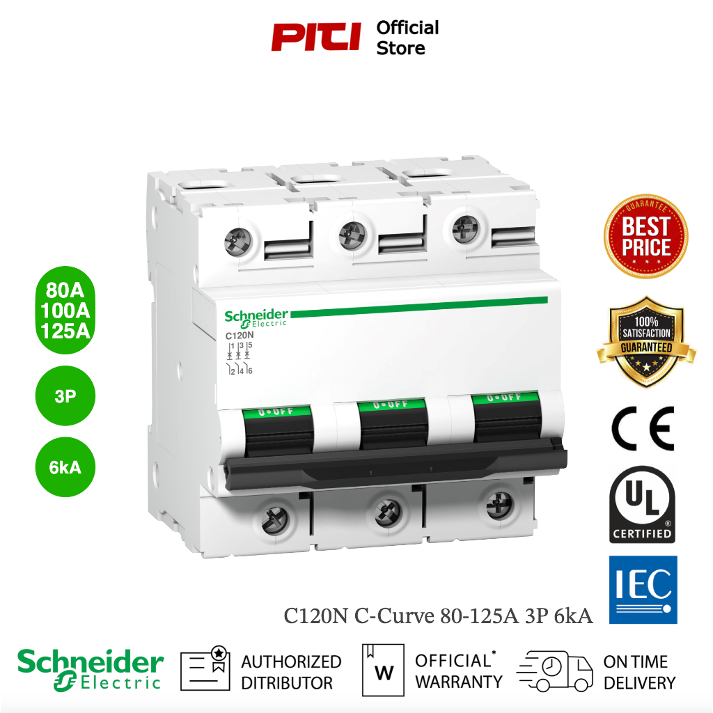 Schneider MCB A9N18367 100A 3P C120N C-curve Acti9 Miniature Circuit ...