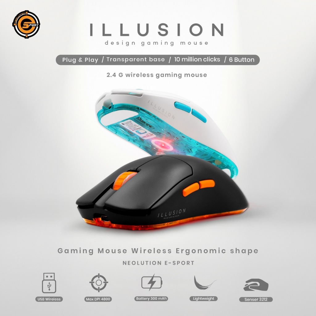 เมาส์ไร้สาย Neolution E-Sport Illusion Wireless Gaming Mouse เมาส์เกมมิ่ง | Shopee Thailand