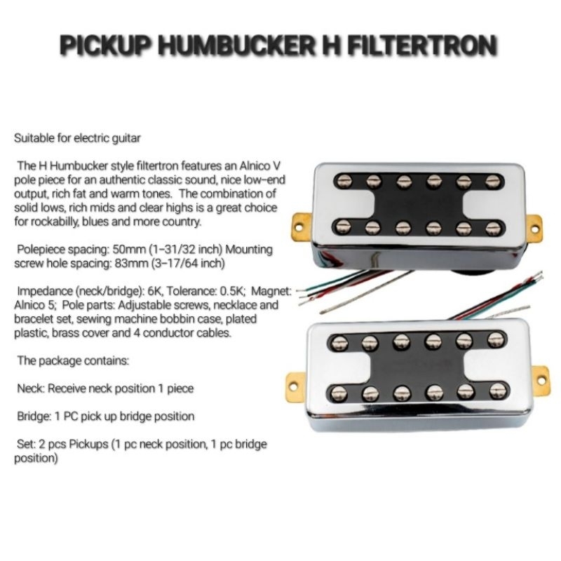 ปิ๊กอัพกีต้าร์ไฟฟ้า รุ่น HUMBUCKER MVH ALNICO 5 H FILTERTRON | Shopee ...