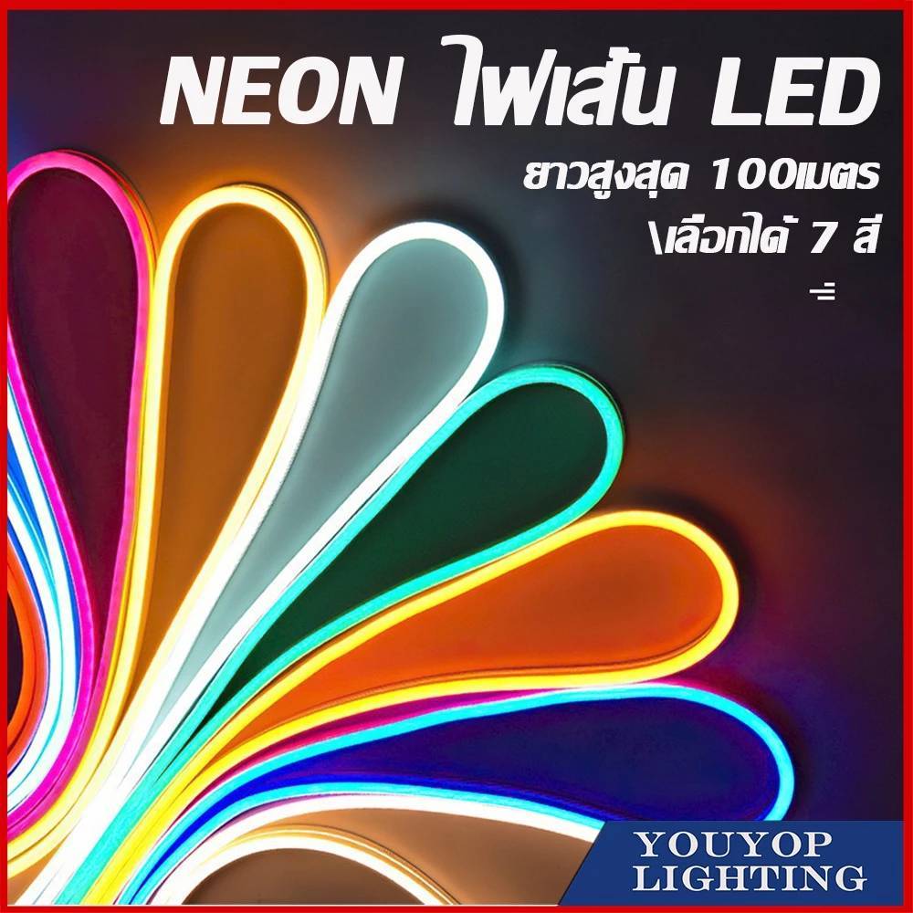 ไฟเส้นLED Neon Flexible Light 220Vดัดงอได้(ปลั๊กขายแยก)สั่งพร้อมปลั๊กเสียบไฟบ้านได้เลย กันน้ำทน ...