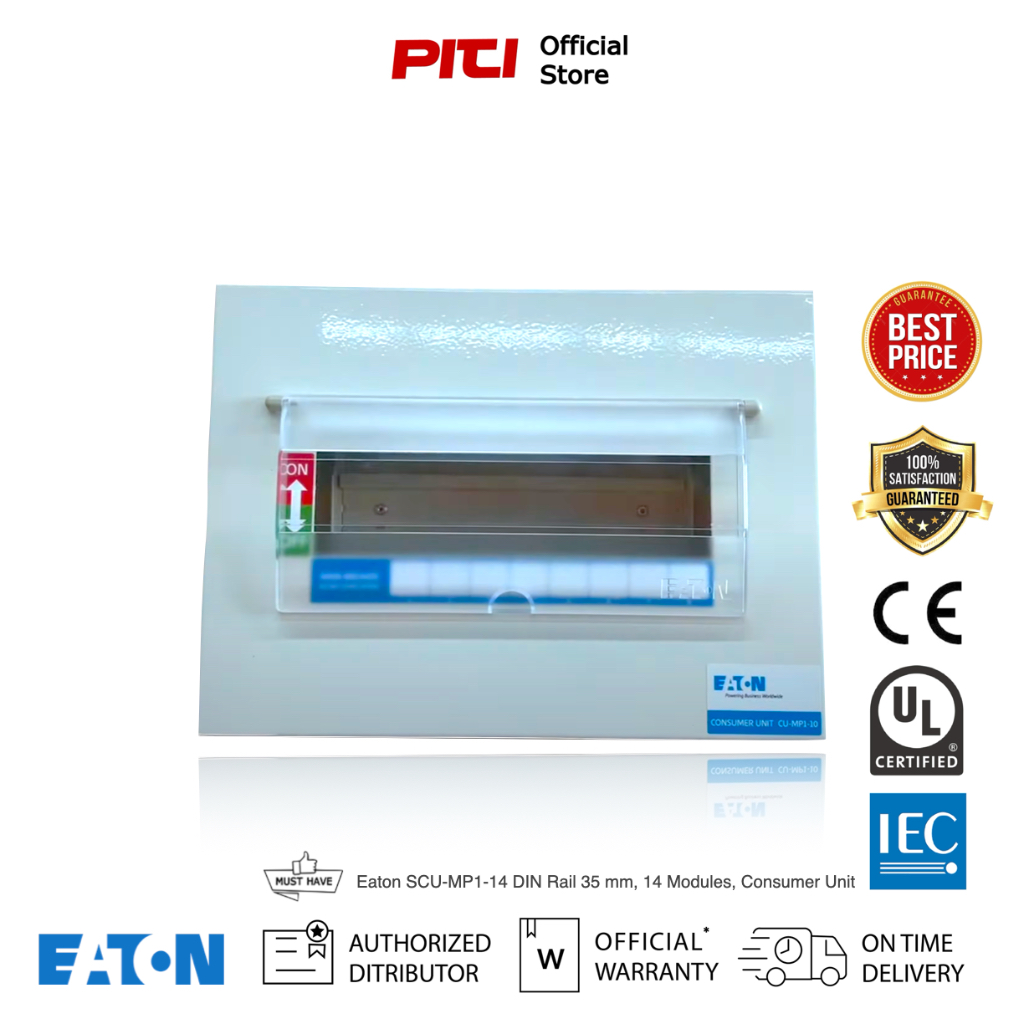 Eaton SCU-MP1-14 DIN Rail 35 mm, 14 Modules, Consumer Unit | Shopee ...