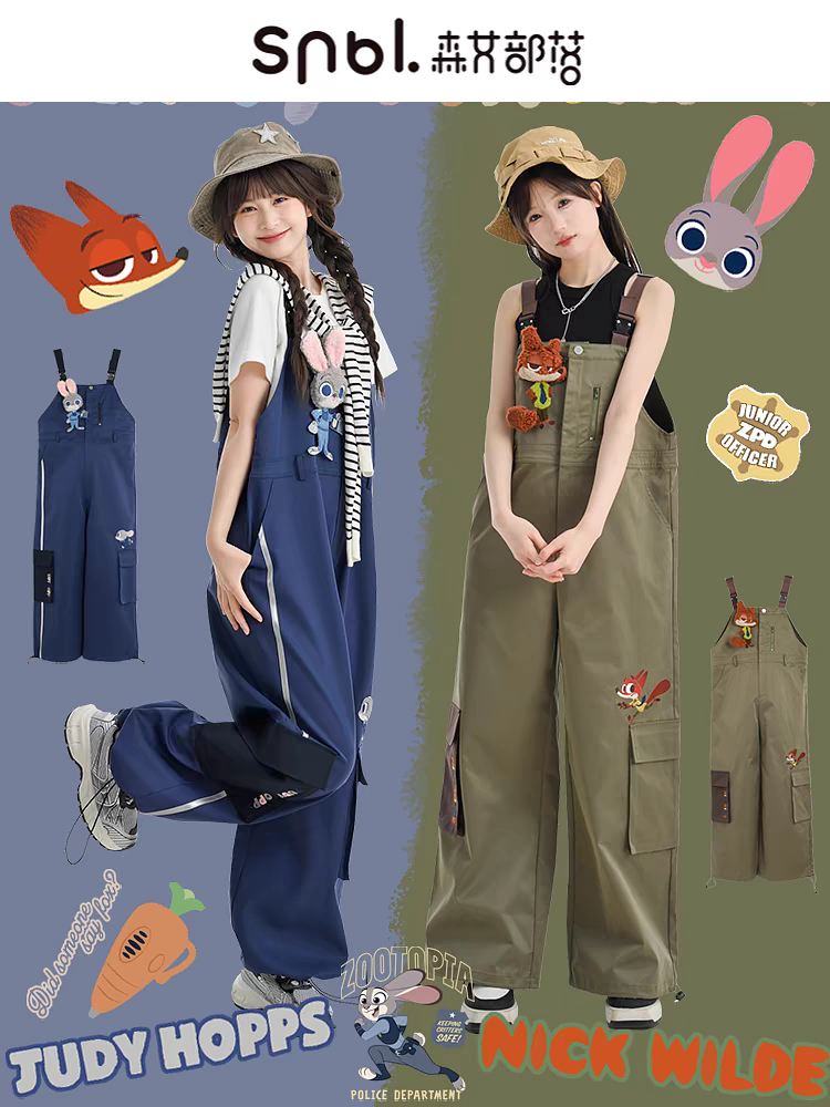[ของแท้] Snbl x Disney Zootopia ชุดเอี๊ยมกางเกง ขายาว Judy Hopps & Nick Wilde จูดี้ จั้มสูท ชุด ...