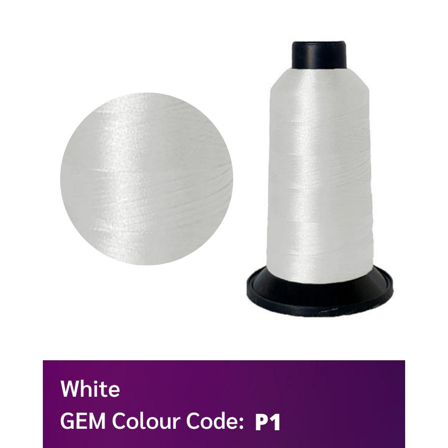 ไหมปัก GEM Embroidery Thread โทนขาว White ซักฟอกสีไม่ตก 3,000 เมตร Oeko ...