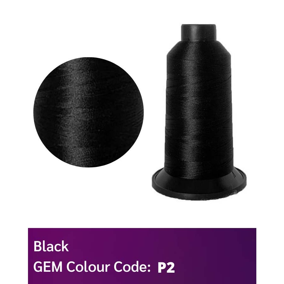 ไหมปัก GEM Embroidery Thread โทนดำ Black ซักฟอกสีไม่ตก 3,000 เมตร Oeko ...