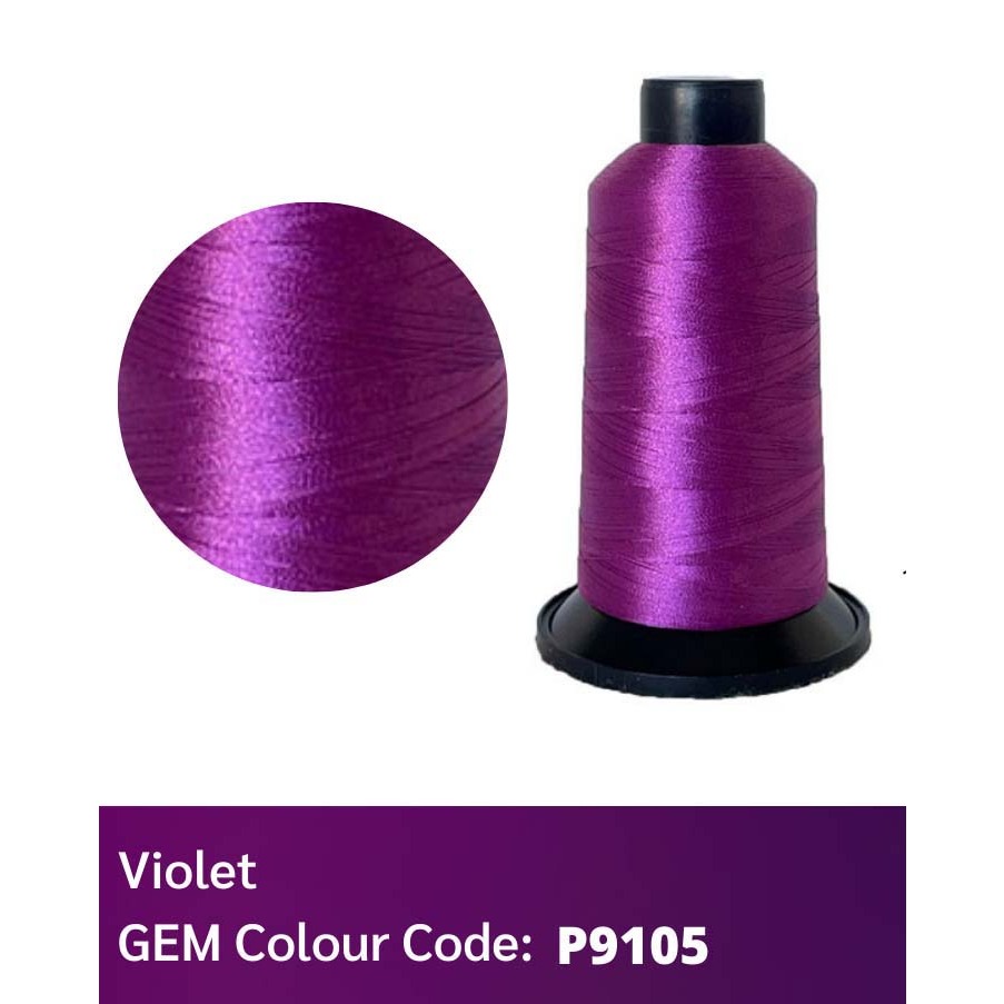 ไหมปัก GEM Embroidery Thread โทนม่วง Purple ซักฟอกสีไม่ตก 3,000 เมตร ...