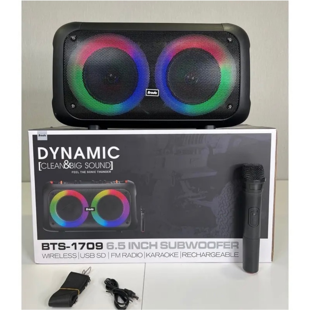 ลำโพงบลูทูธ รุ่น BTS-1709 เบสเเน่น เสียงดี มีไฟ LED แถมฟรี ไมค์เเละ ...