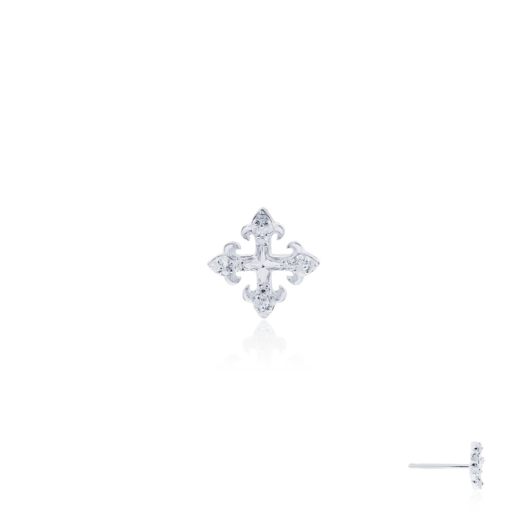 Rituals Cross 3.0X earring Stud- White ต่างหูเงินแท้ 925 ขัดเงาพิเศษ ...
