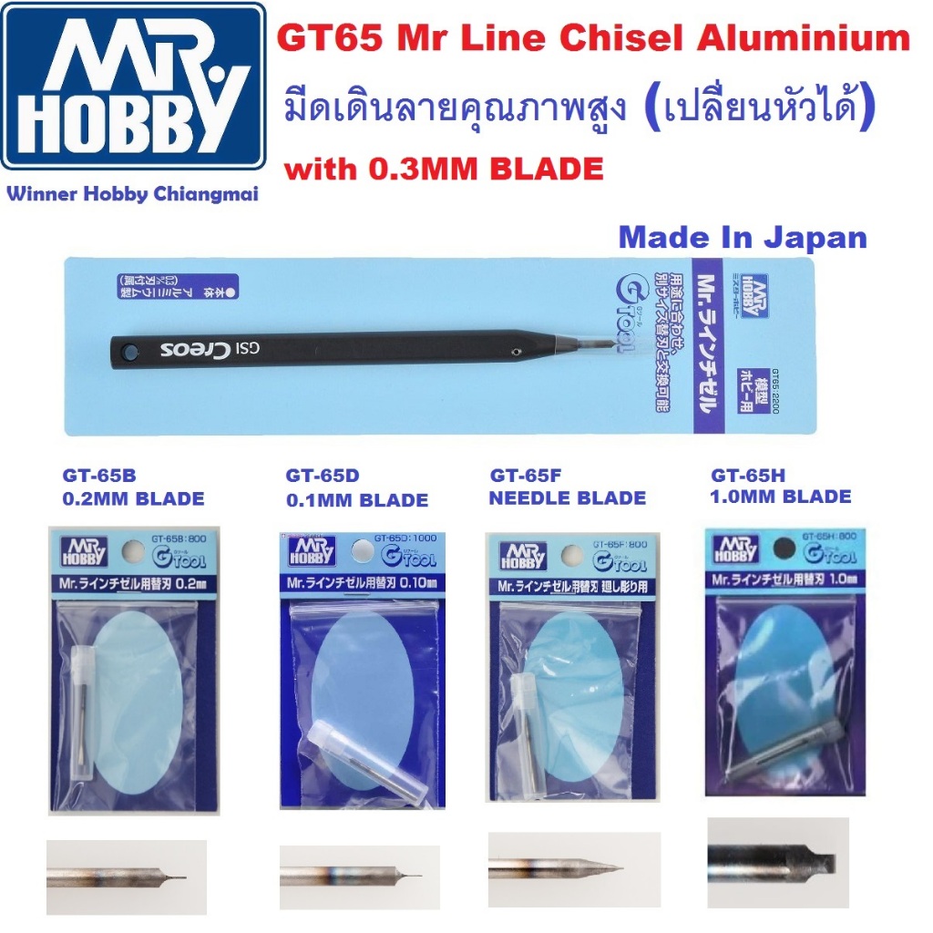 Mr. Hobby GT65 Mr Line Chisel Aluminium มีดเดินลายคุณภาพสูง ( เปลี่ยน ...