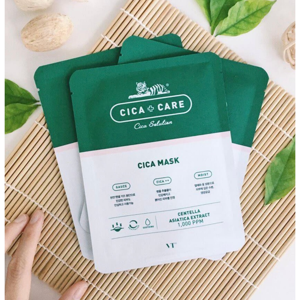 แบ่งขาย 1 แผ่น VT Cica x Care / VT Cica Mask มาส์ก CICA มาส์ก CICA ลดอาการอักเสบสิว ลดอักเสบผิว ...
