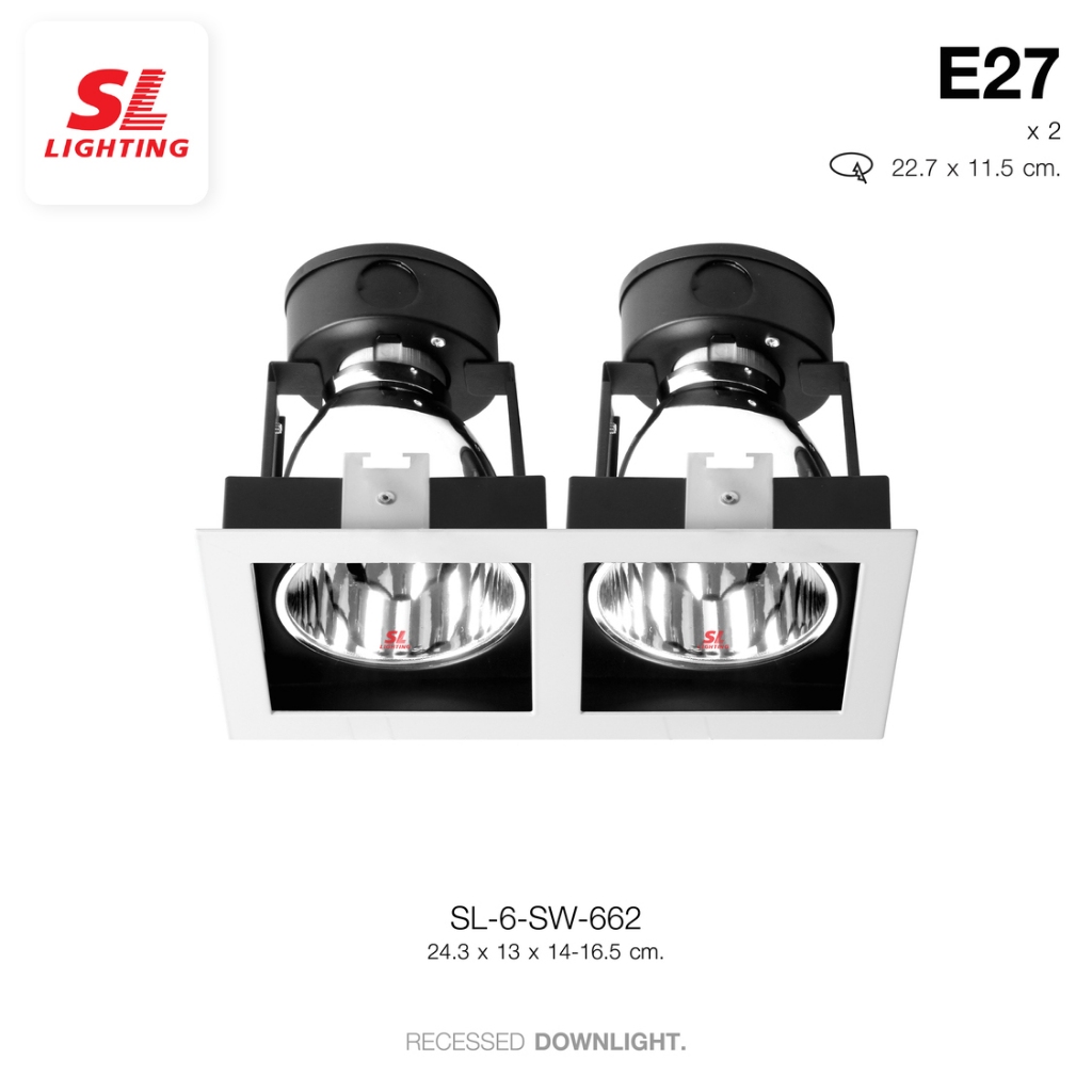 SL LIGHTING | Recessed Downlight โคมไฟดาวน์ไลท์ E27 แบบฝังฝ้า 2 ช่อง ...