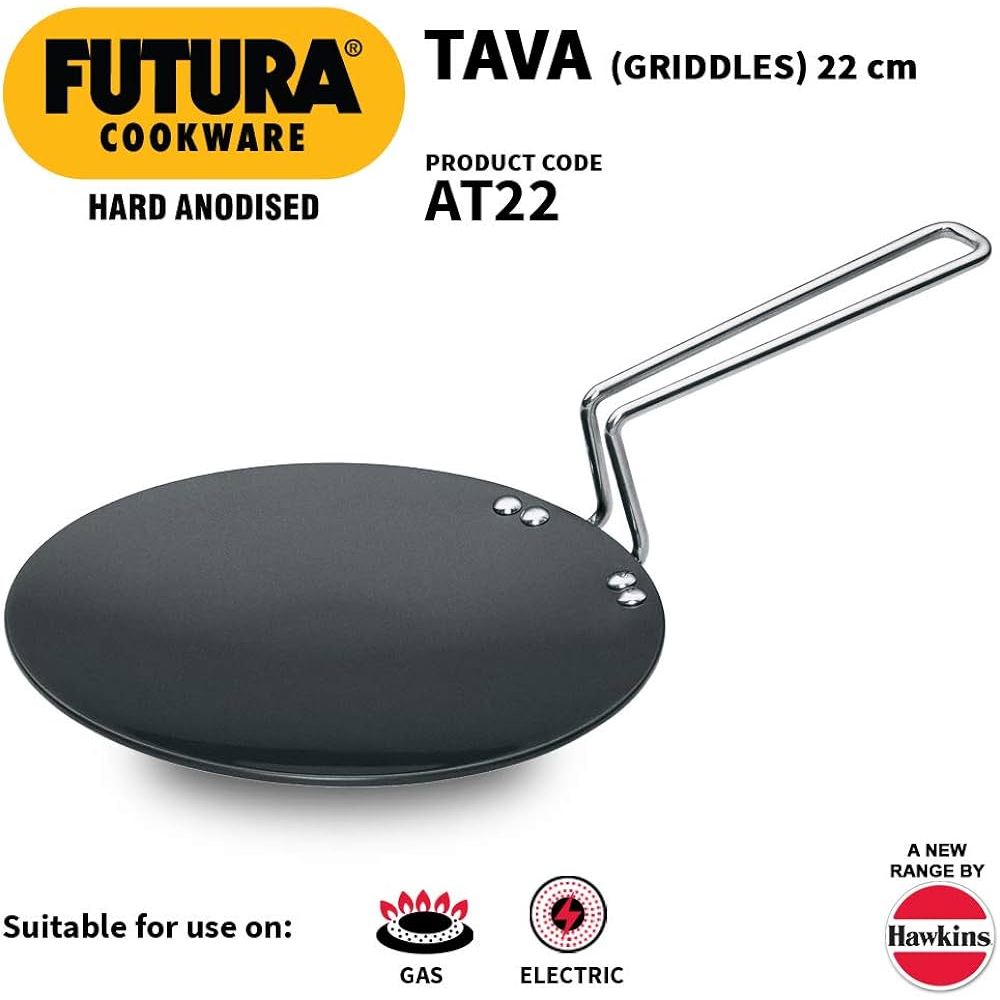 Hawkins Futura Hard Anodised Tava stainless steel handle 28 cm, 4.88 mm ...