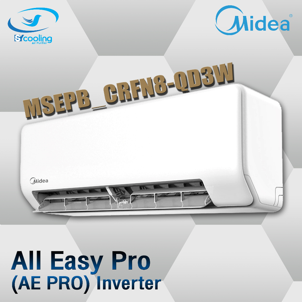 MIDEA แอร์ติดผนังไมเดีย อินเวอร์เตอร์ All Easy Pro (AE pro) รุ่น MSEPB- CRFN8-QD3W (พร้อมติดตั้ง ...