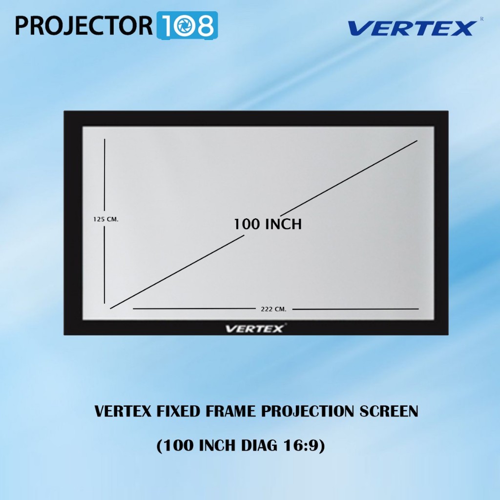 VERTEX Fixed Frame Projection Screen 100 Inch อัตราส่วน 16:9 (222 x 125 ...