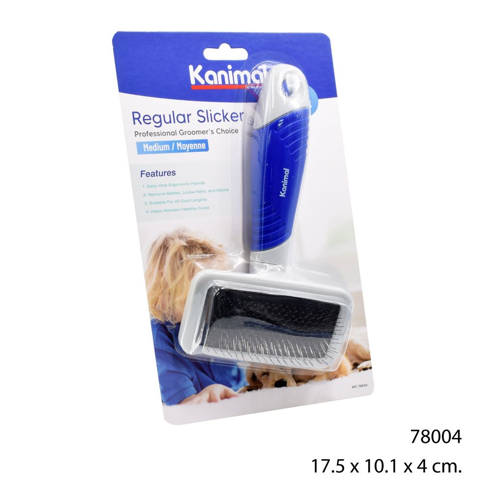 Kanimal Regular Slicker Brush แปรงสลิคเกอร์ แปรงหวีขนสุนัข แปรงแมว หวีสางขน (ไร้หมุด) Size M ...