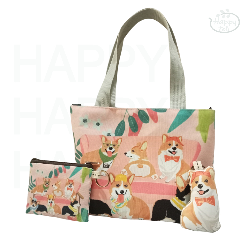 Happy Tell ชุดกระเป๋าถือสุดคุ้ม1 เซต ได้ 3 ชิ้น ผ้าแคนวาส Hand Bag Set ...