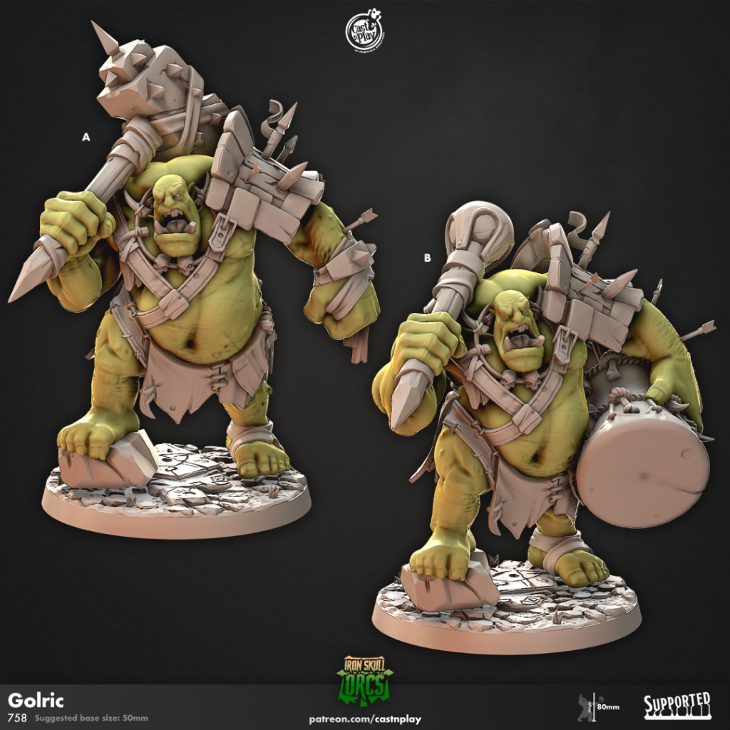 Golric - Iron Skull Orcs - Giant Ogre / 32mm scale 3D printed miniature ...