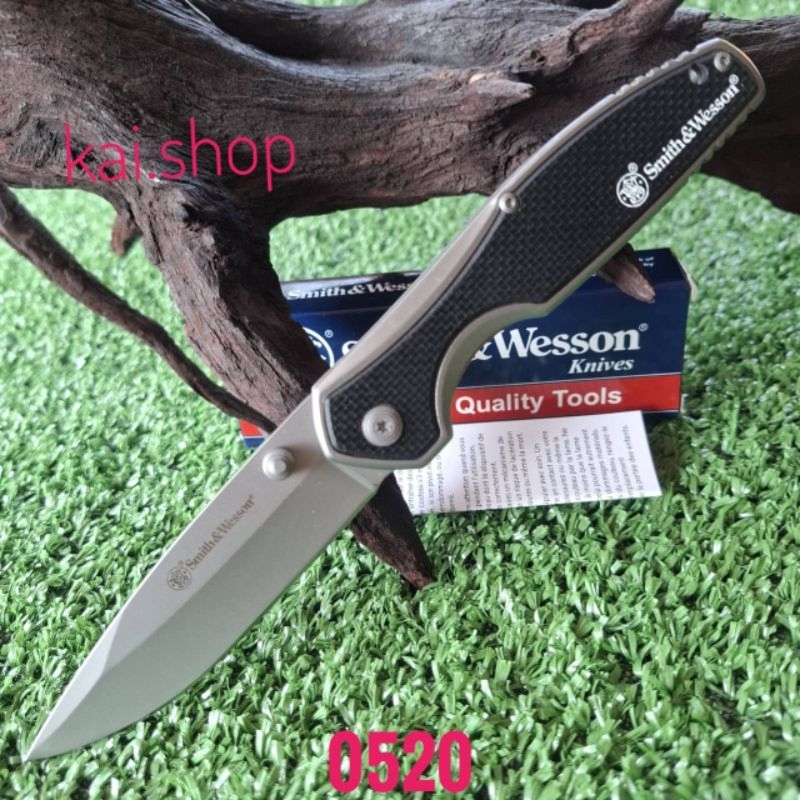 อุปกรณ์เดินป่า มีด มีดพก มีดพับ Smith&Wesson รุ่น 0520 ใบเลสด้ามดำ ...