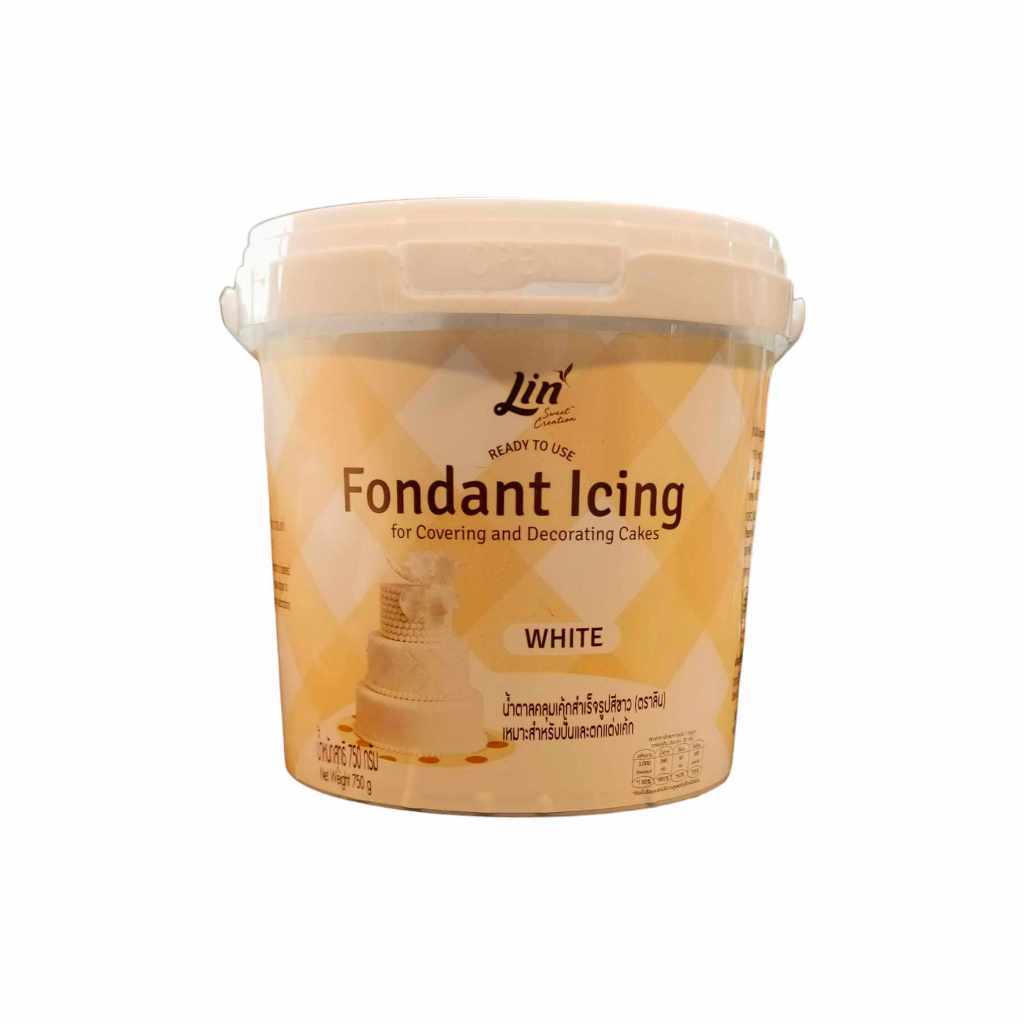 ลิน ฟองดองท์ น้ำตาลคลุมเค้กสำเร็จรูป สีขาว ขนาด 750 กรัมLin Fondant ...