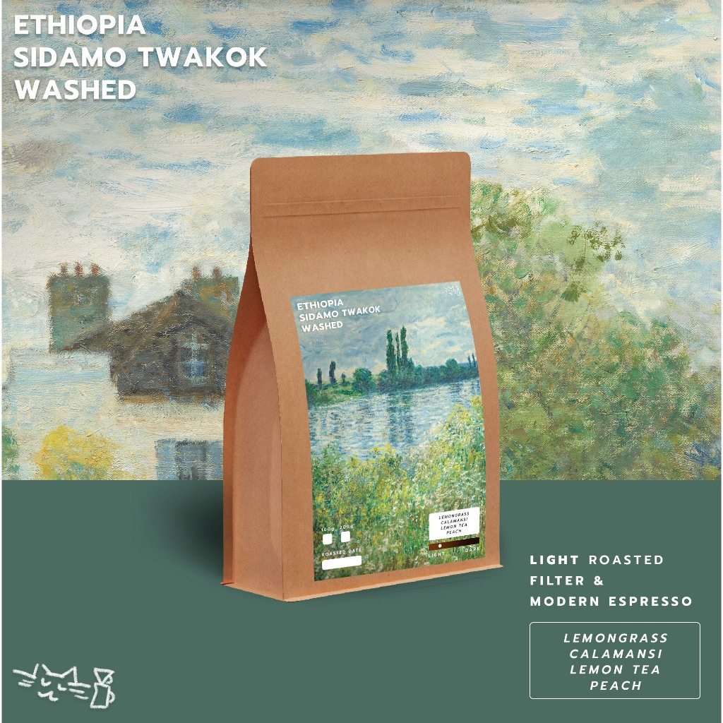 เมล็ดกาแฟคั่วอ่อน Ethiopia Sidamo Hawassa Twakok Washed Light Roasted ...