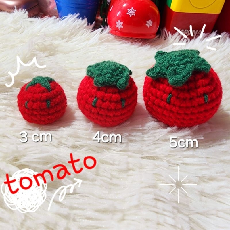 tomato keychain : พวงกุญแจมะเขือเทศไหมพรม | Shopee Thailand