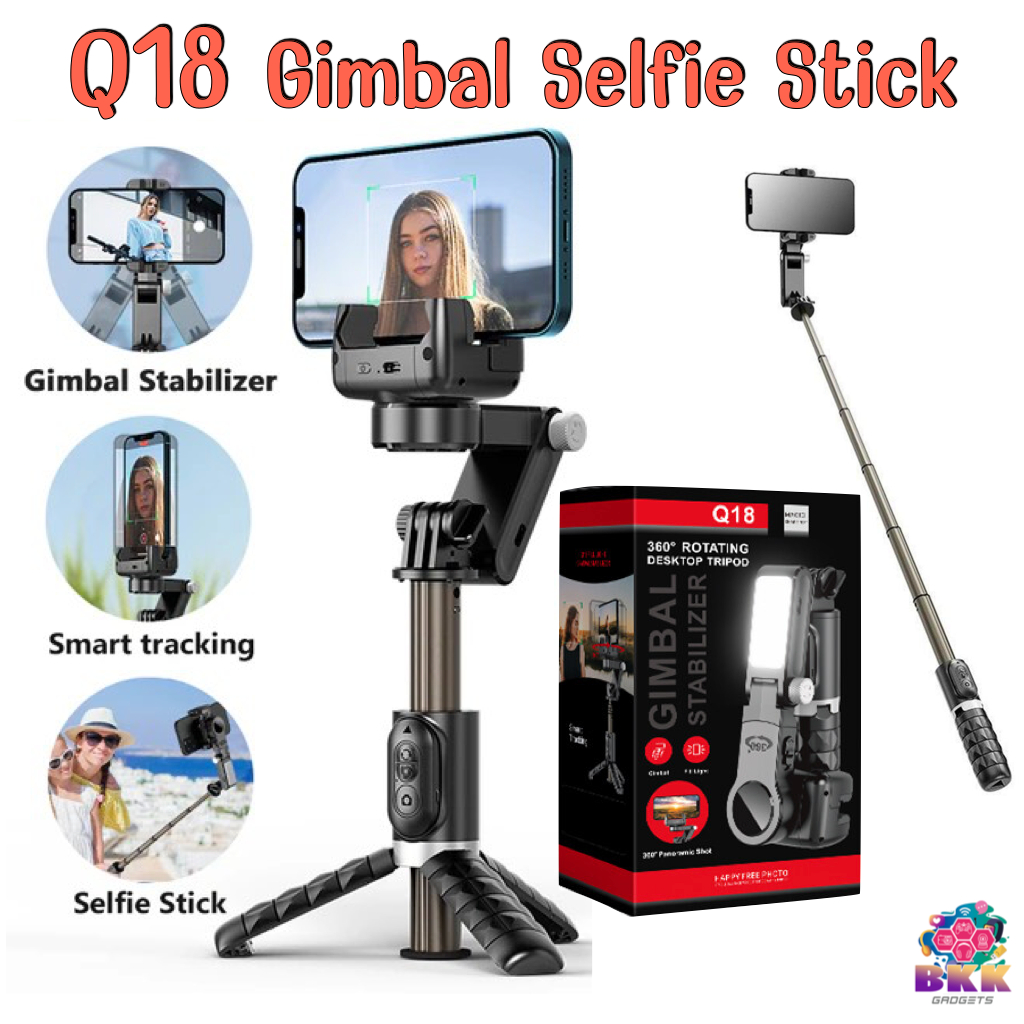 ไม้เซลฟี่กันสั่น แบบ2แกน รุ่น Q18 Gimbal Selfie Stick หมุนตามหน้าคนAuto ...
