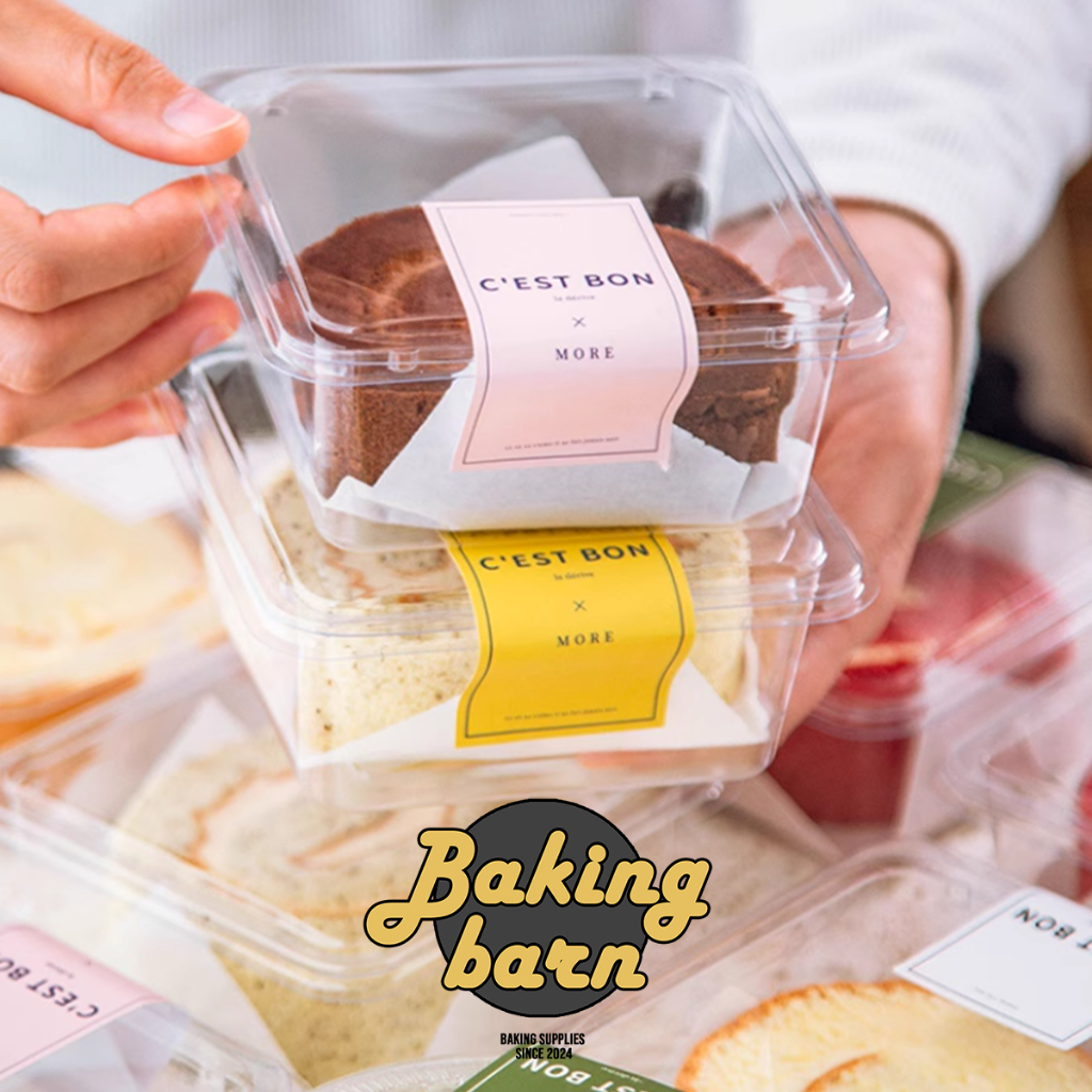Baking Barn (10ชิ้น/50ชิ้น) กล่องเค้ก (พร้อมสติกเกอร์) cake box package ...