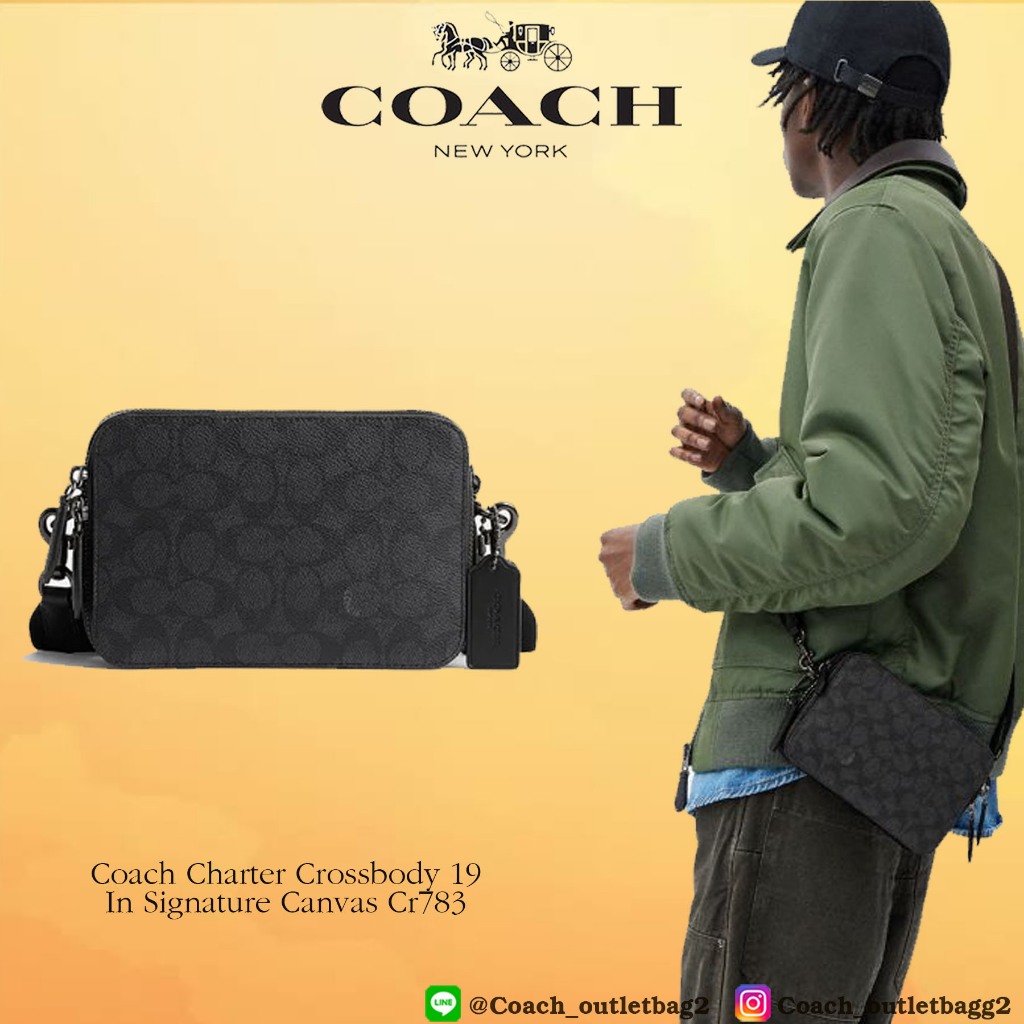 💯Coach Charter Crossbody 19 In Signature Canvas Cr783 | Shopee Thailand