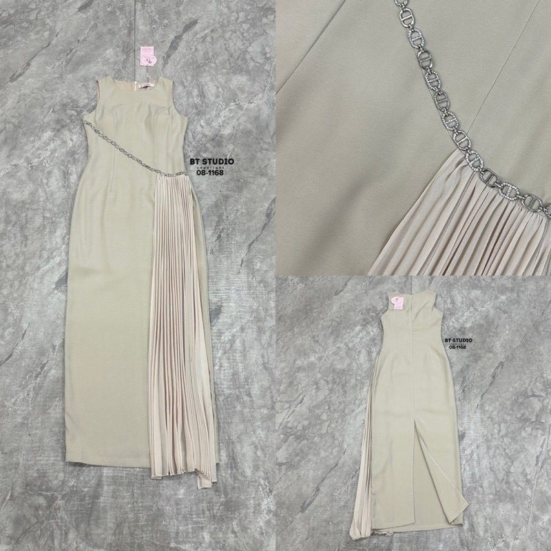 BT studio เดรสแขนกุดแต่งพลีท ชุดไปงาน#08-1168 | Shopee Thailand