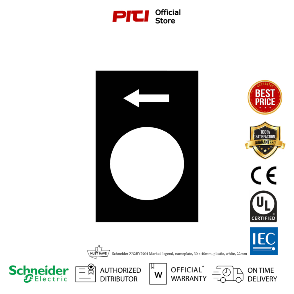 Schneider ZB2BY2904 Marked legend, nameplate, 30 x 40mm, plastic, white ...