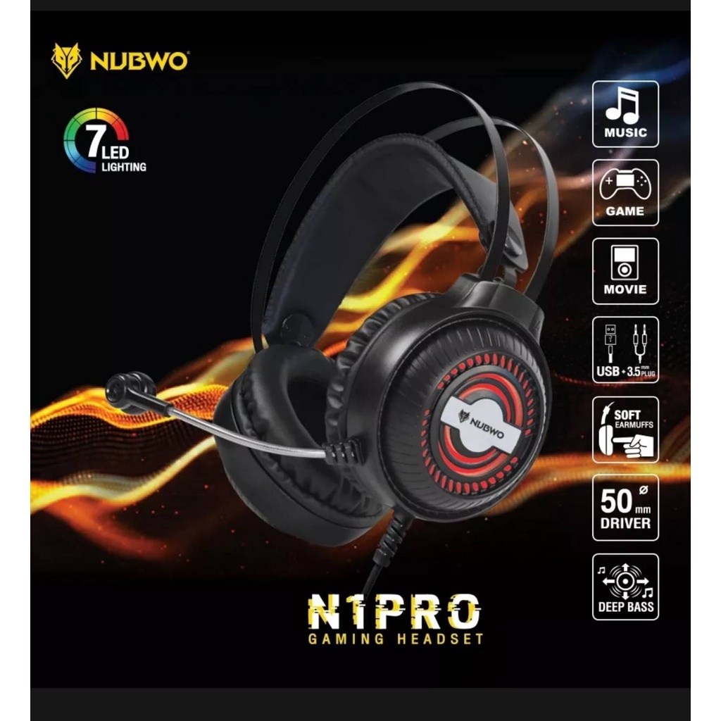 NUBWO หูฟังเกมมิ่ง (สีดำ) รุ่น N1 PRO | Shopee Thailand