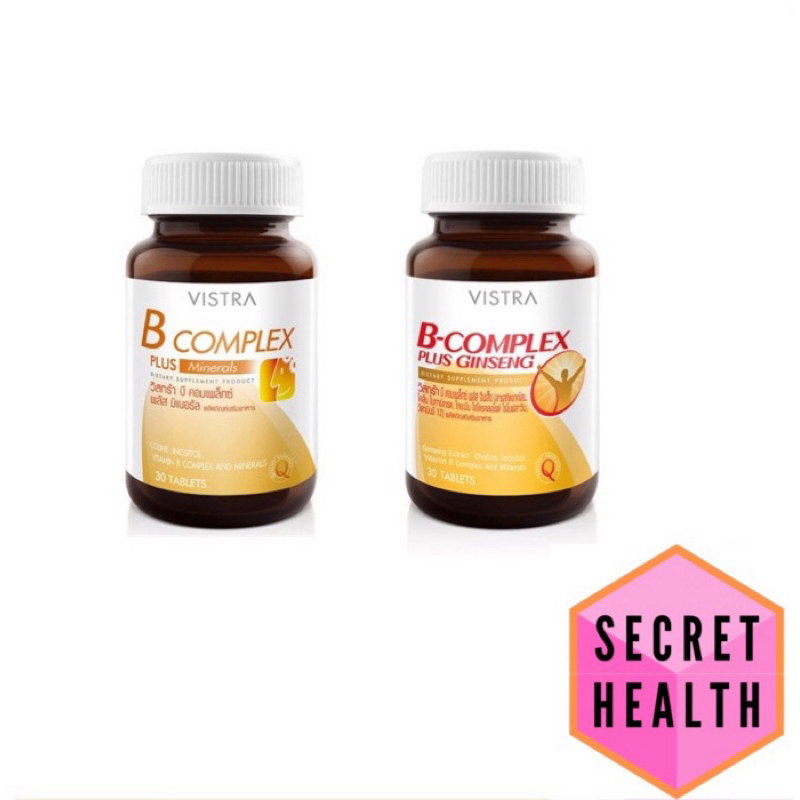 Vistra B Complex Plus ขนาด 30 เม็ด และ Vistra B Ginseng บีคอมผสมโสม | Shopee Thailand