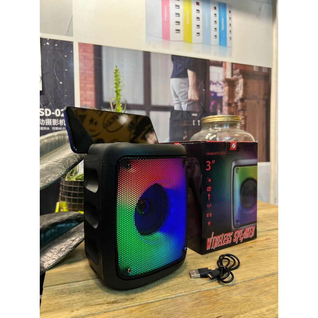 ลำโพงบูลทูธ KTS-1576 ดอก3นิ้ว รองรับAUX ลำโพงปรับเบส/เสียง/ไฟได้ แบตใน ...