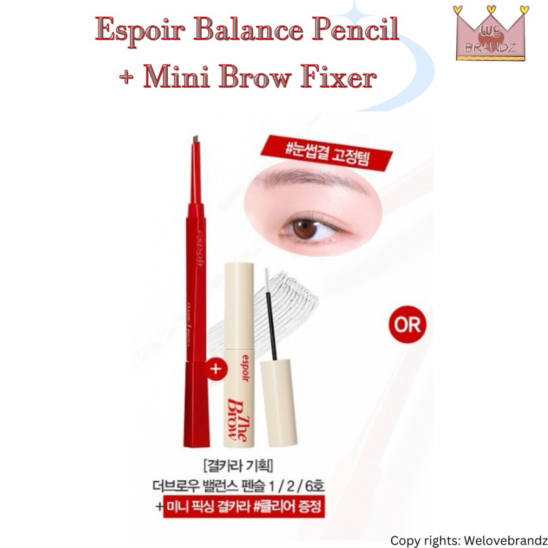 💗แท้,พร้อมส่ง💗ESPOIR The Brow Balance Pencil + Mini Brow Fixer | Shopee ...