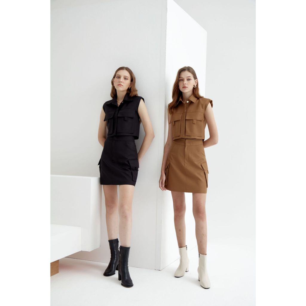 PAULINA DOUBLE SIDE-POCKETS SKIRT กระโปรงทรงเอแต่งกระเป๋าข้าง | Shopee ...