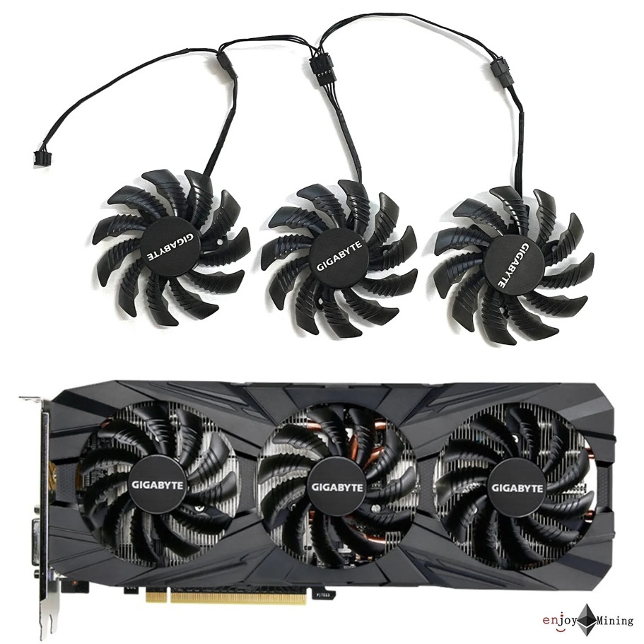 พัดลมการ์ดจอ GIGABYTE (75mm.) GTX1060 1070 1070ti 1080 1080ti Model ...