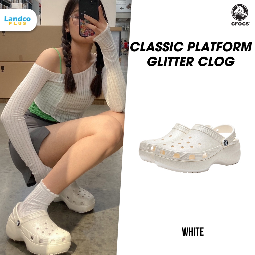 Crocs รองเท้าแตะ รองเท้ารัดส้น W Classic Platform Glitter Clog 207241 ...