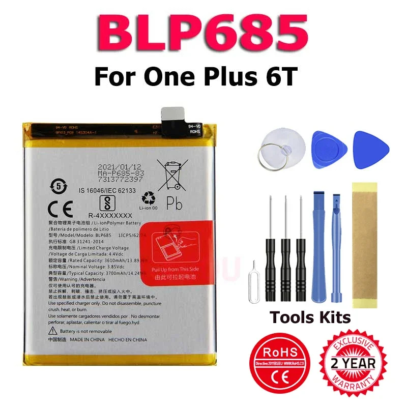 BLP685แบตเตอรี่แท้ สำหรับ OnePlus 6T OnePlus 7 A6010แบตเตอรี่โทรศัพท์ ...