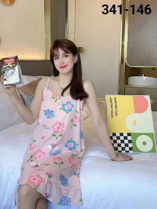 ชุดนอนสายเดี่ยวกระโป รงชุดนอนสายเดียว ใส่สบาย ลายพิมพ์บางเฉียบ ใส่ได้ทั้งคนผอมและคนอ้วน มีให้ ...