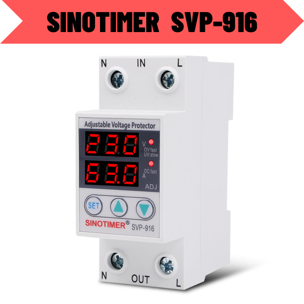 SINOTIMER SVP-916 63A อุปกรณ์ป้องกัน ไฟตก ไฟเกิน กระแสเกิน Adjustable Voltage Protector | Shopee ...