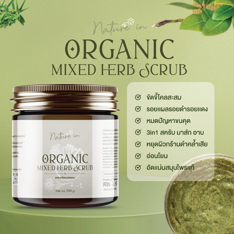 ผิวนุ่มใสสครับเกลือสมุนไพรรวมสูตรดีท็อกซ์ กลิ่นมินท์|naturein Organic ...
