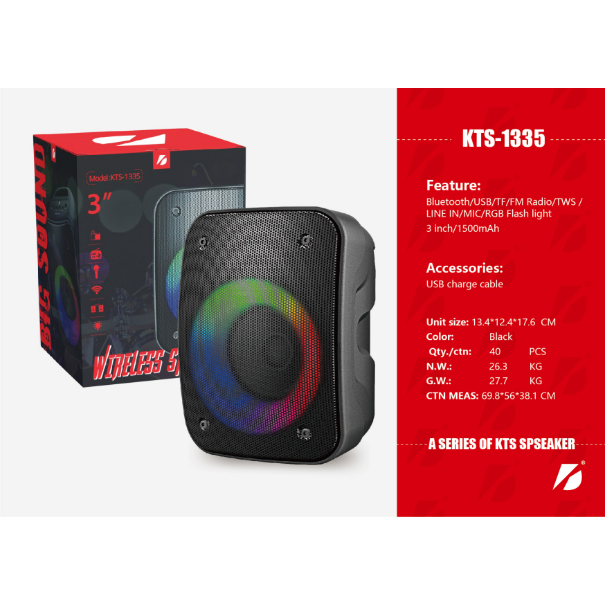 ซื้อ3รับของขวัญ,KTS-1335 3นิ้ว ลำโพงบลูทูธรุ่น KTS ดอกลำโพง | Shopee Thailand