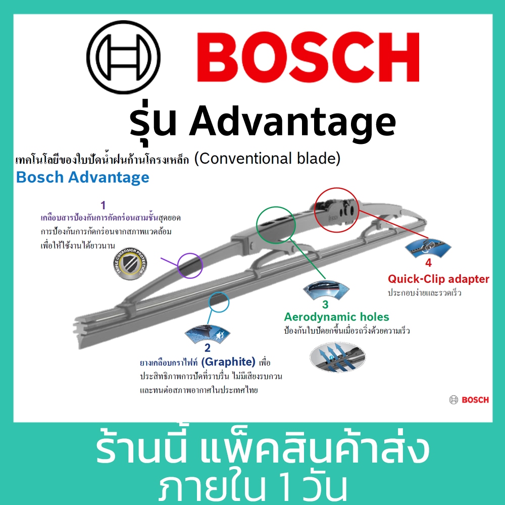 [1คู่] Bosch ใบปัดน้ำฝน Mitsubishi Mirage Attrage Triton Lancer Strada ...