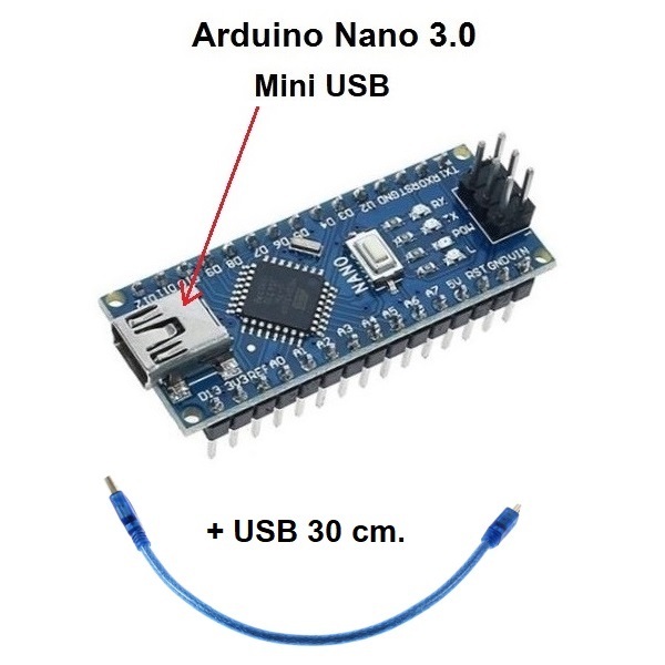 Arduino Nano 3.0 และ Nano ฺBase พร้อมสาย Mini USB ยาว 100 cm | Shopee ...