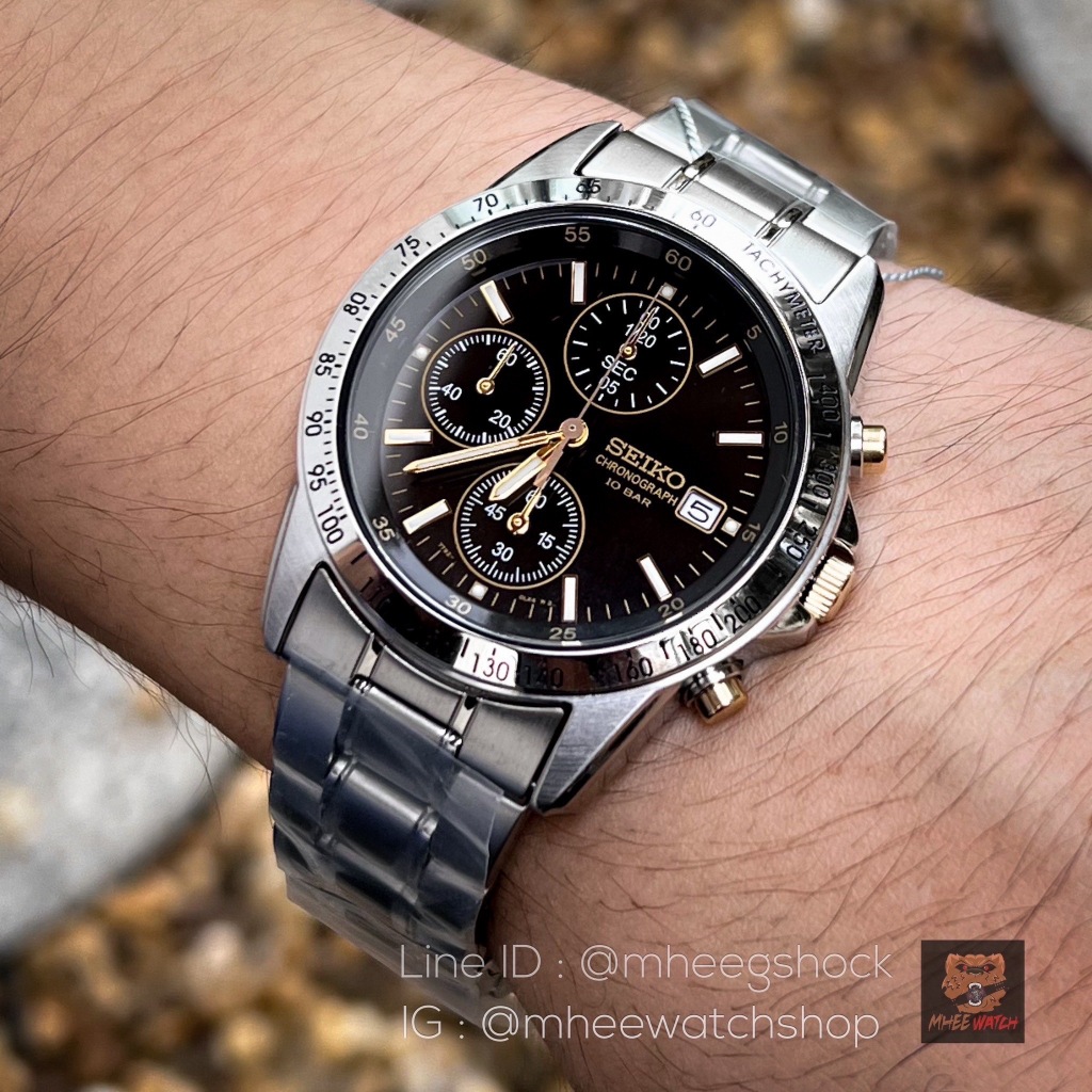 Seiko Chronograph JDM Japan Only Gold Black Dial Spirit Limited Model ...