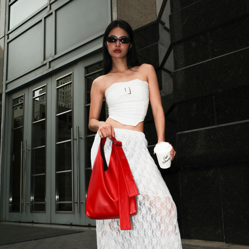 Huma Haus Unity Bag - Ruby red (กระเป๋าหนังสีแดง) | Shopee Thailand