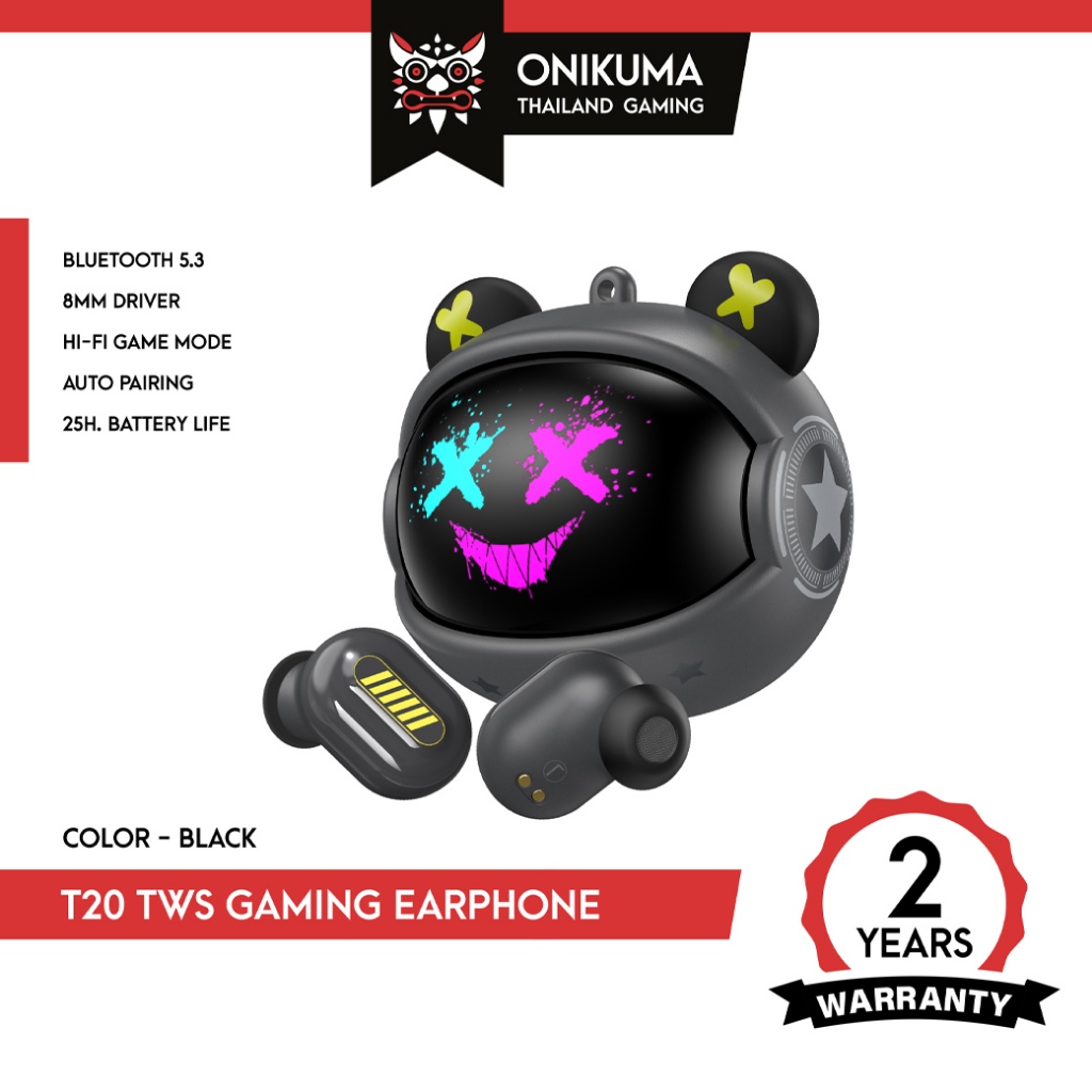 ONIKUMA T20 TWS Gaming Earphone หูฟังไร้สายมาพร้อมเคสชาร์จเปลี่ยนหน้า ...