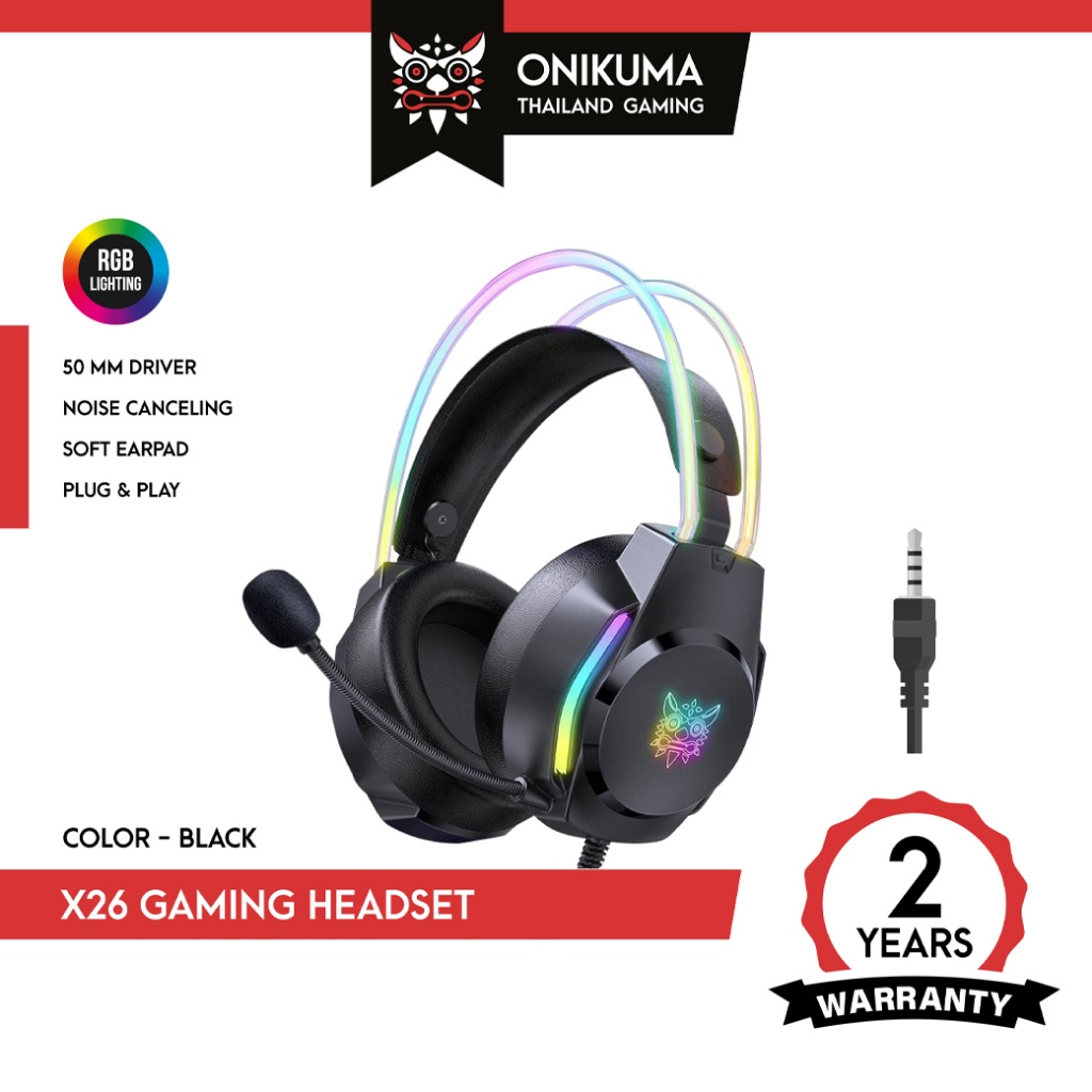 ONIKUMA X26 Gaming Headset หูฟังเกมมิ่ง 3.5 mm ลำโพงขนาด 50 มม. แสงไฟ ...