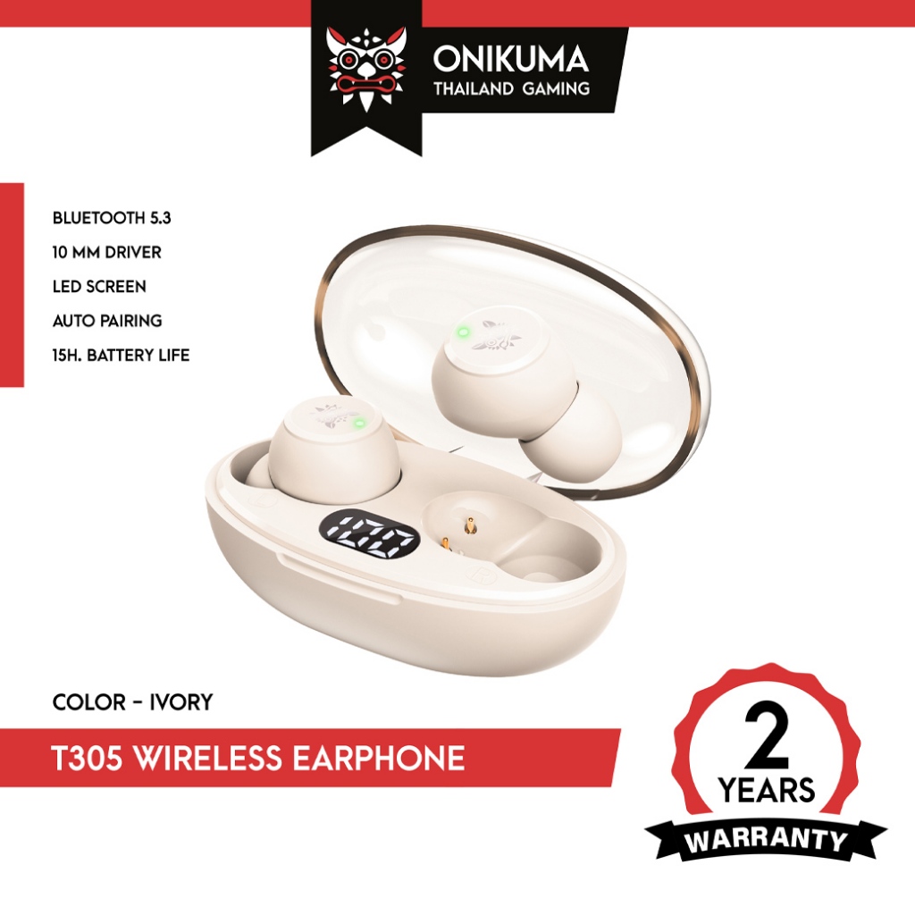 ONIKUMA T305 Wireless Earphone หูฟังไร้สายพร้อมเคสชาร์จ Bluetooth 5.3 ...