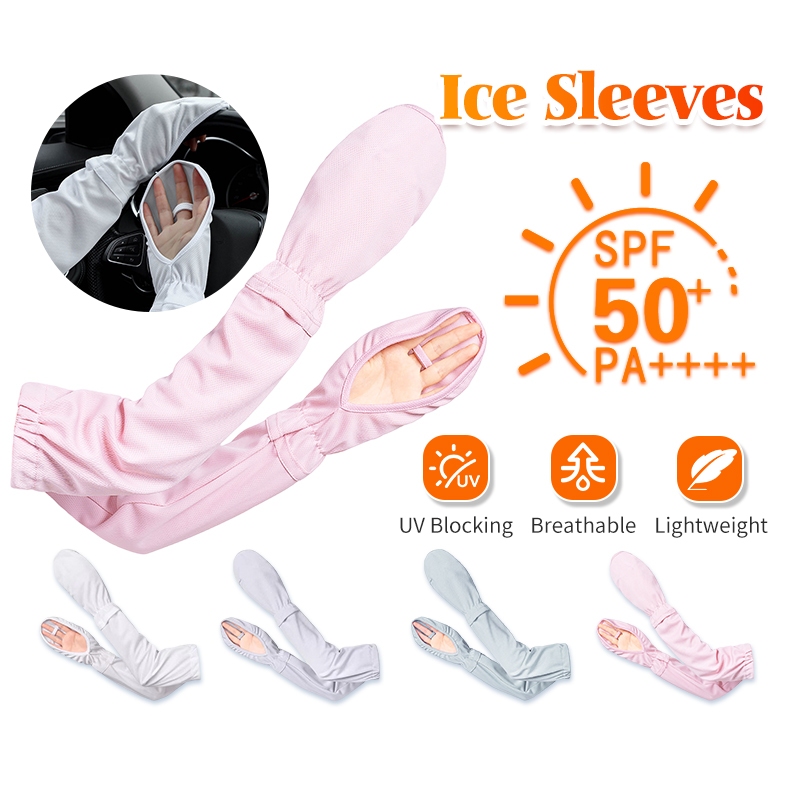 ปลอกแขน กันแดด ผ้าเรยอน กันuv UPF50+ ครอบคลุมหลังมือ | Shopee Thailand
